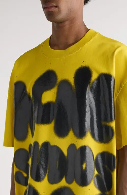 Acne Studios Oversize Logo Graphic T-Shirt In Mustard Yellow - 55